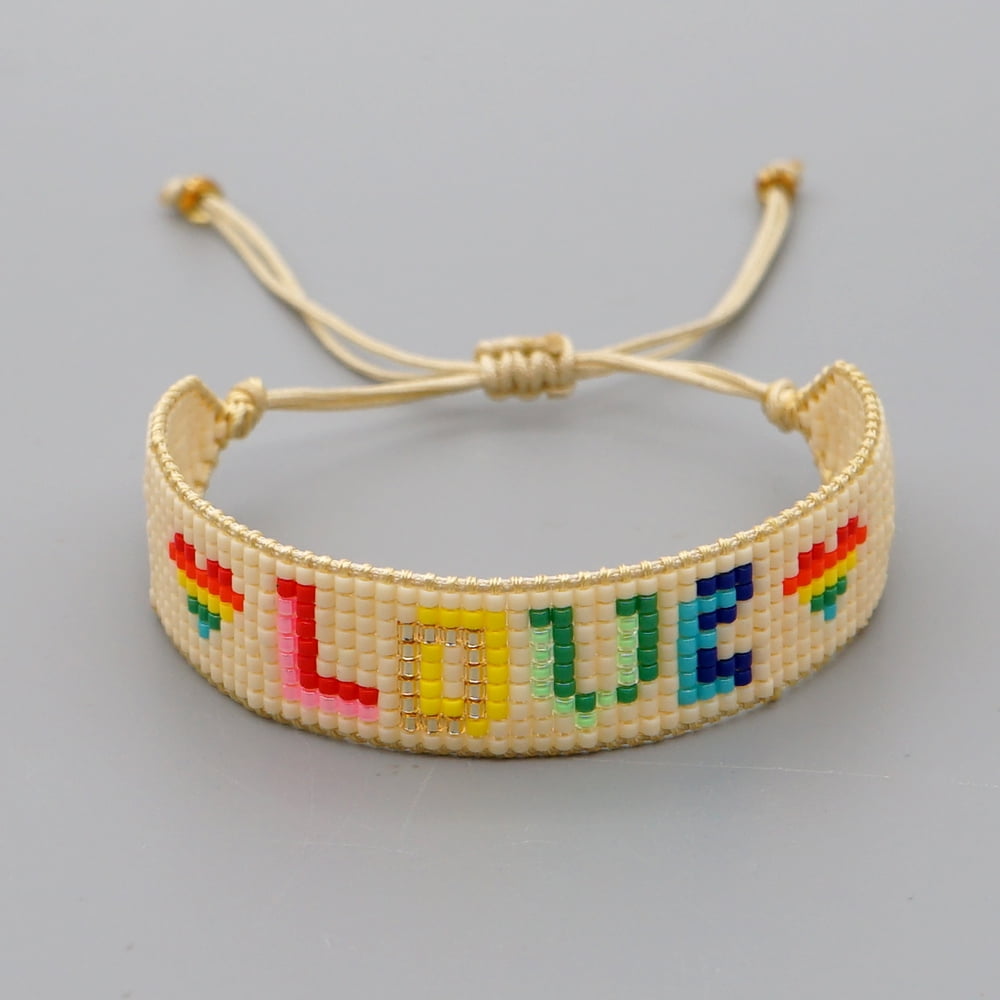 1pc Miyuki Seed Bead Bracelet Word Love Friendship Bracelet for Women ...
