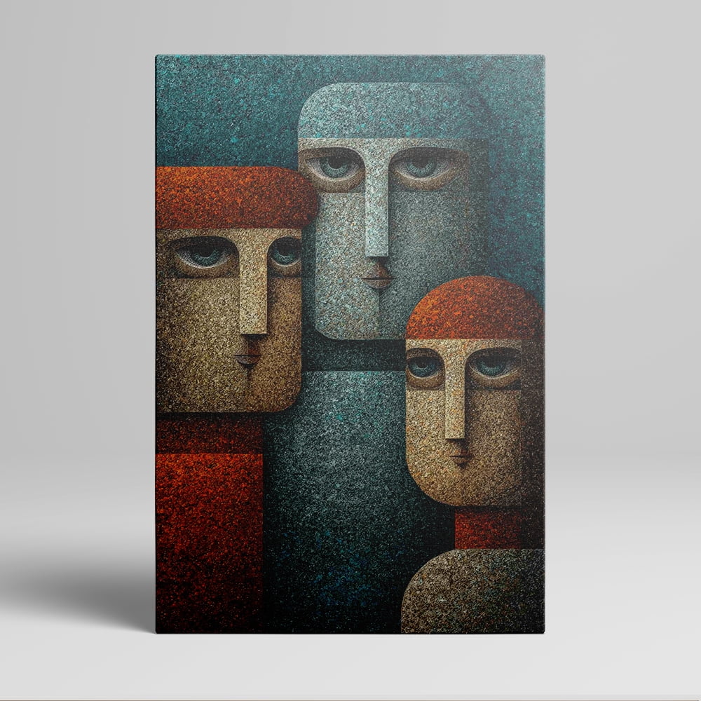 1pc Modern Abstract Faces Canvas Wall Art with Geometric Shapes and ...