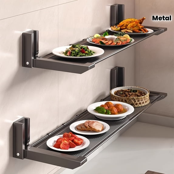 1pc Modern Aluminum Kitchen Rack, Wall-Mounted Folding Seasoning Jar ...