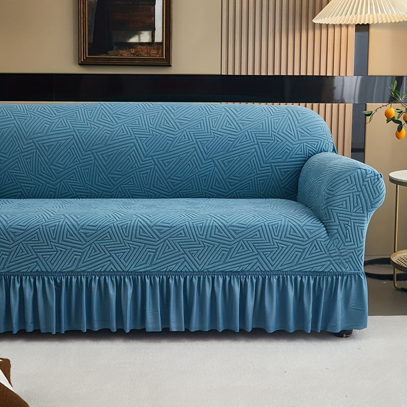 1pc Modern Geometric Print Sofa Cover - Stretchy Jacquard Fabric ...