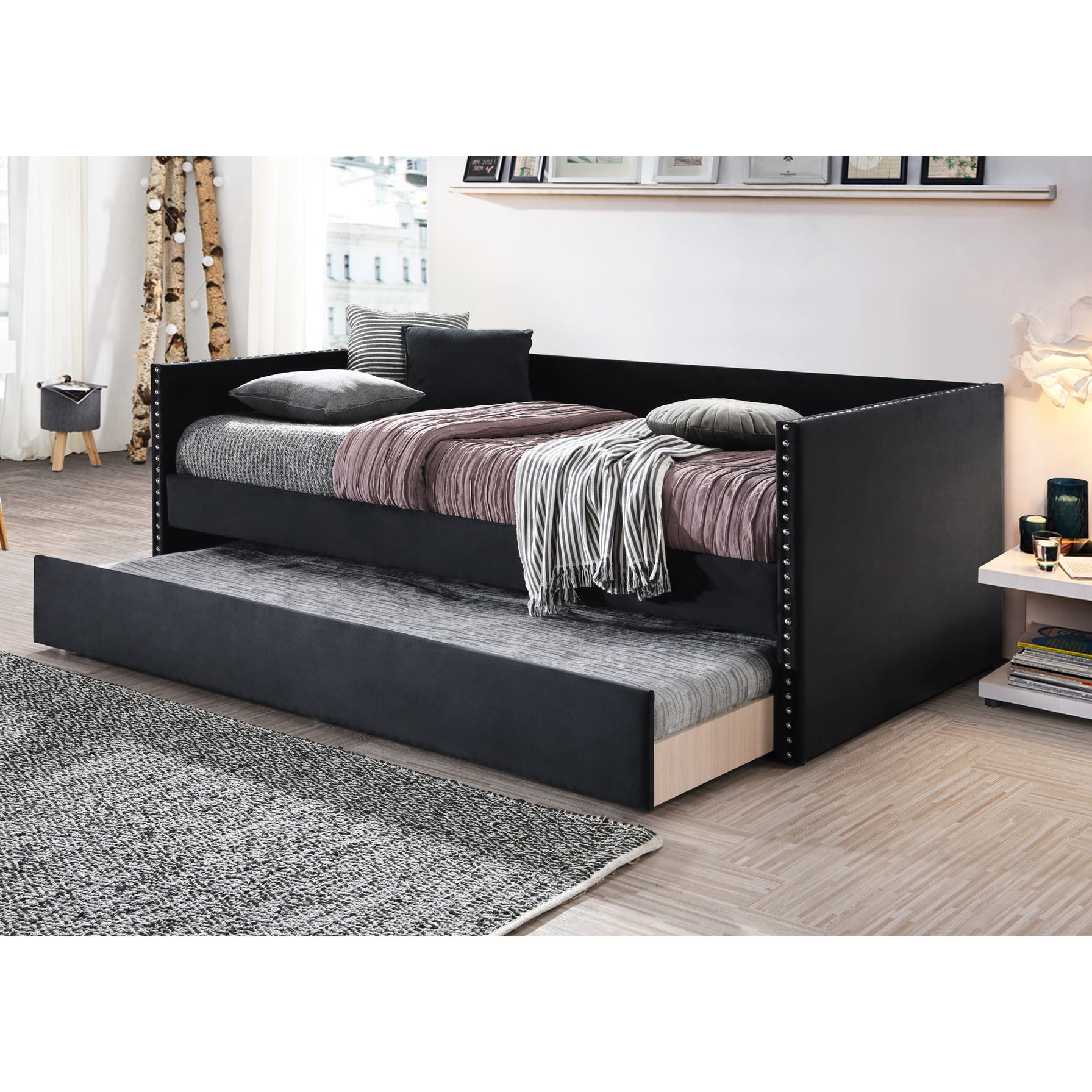 1pc Modern-Style Daybed | Pull-Out Trundle for Versatile Use | Solid ...