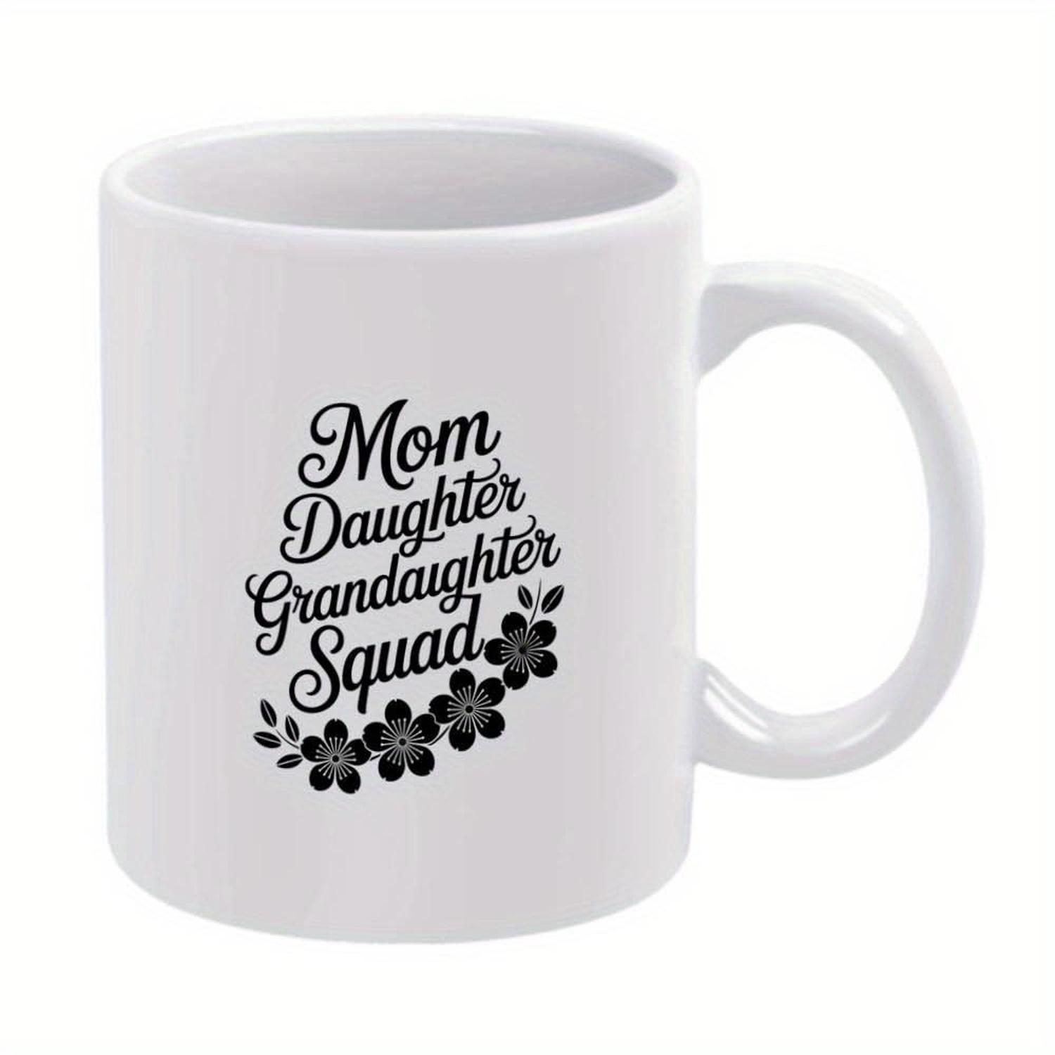1pc Mom Daughter Floral Ceramic Coffee Mug 11oz Elegant White Black ...