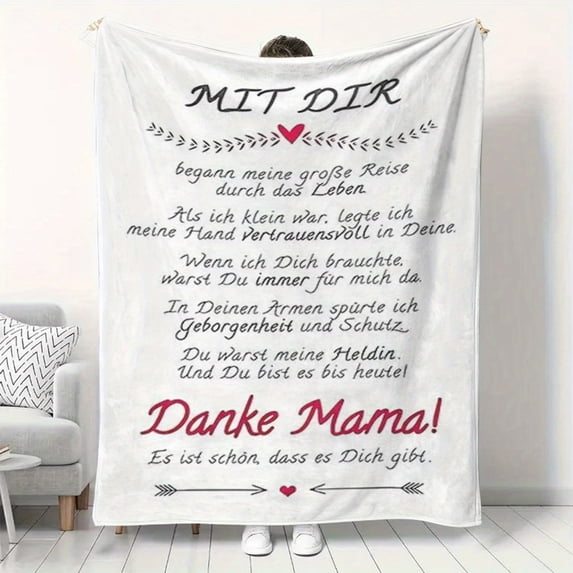 1pc Mom'S Thanksgiving and Love Digital Print Gift Blanket Cozy German ...