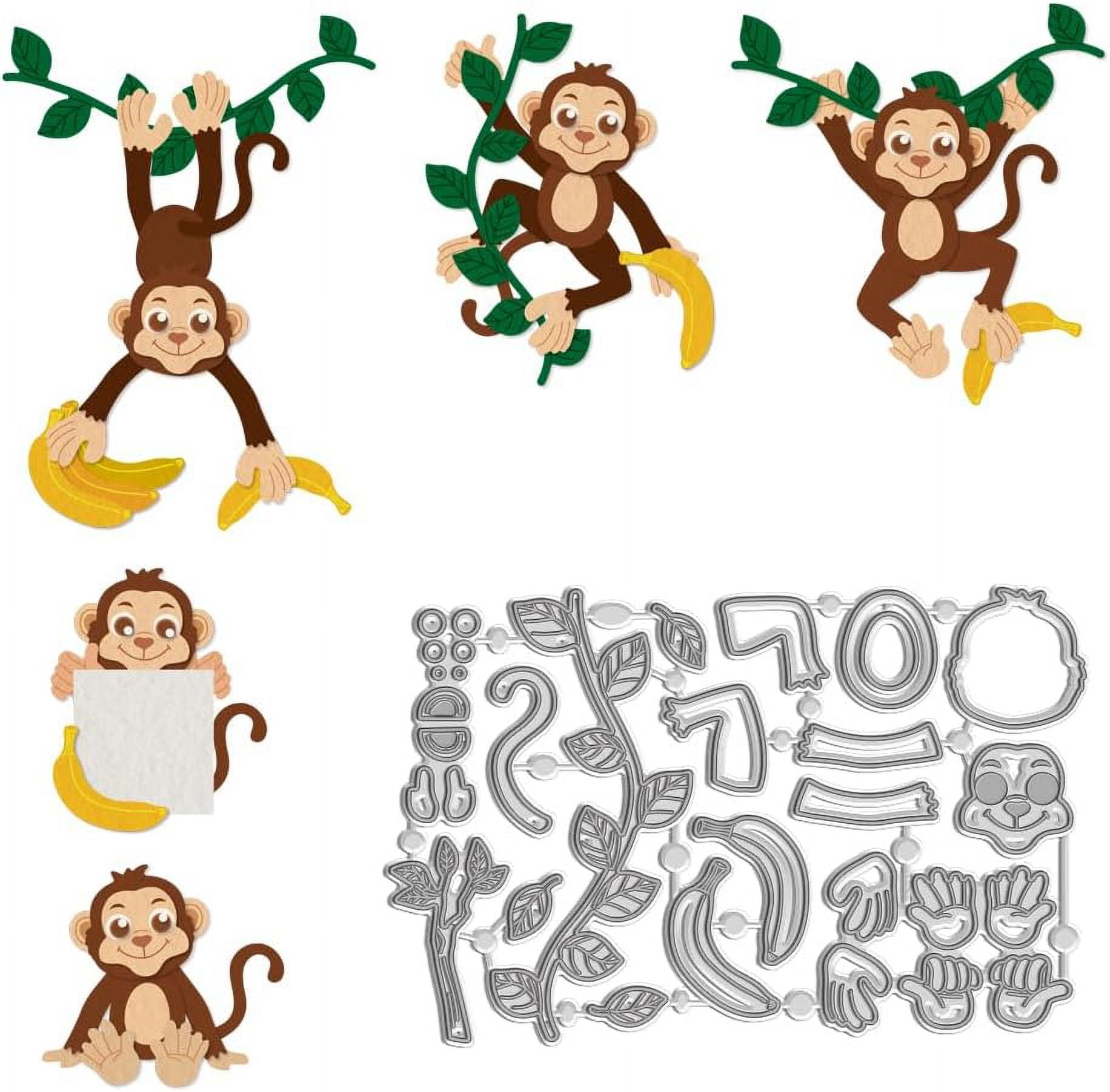 1pc Monkey Cutting Dies Stencils - Carbon Steel Metal Animal Theme ...