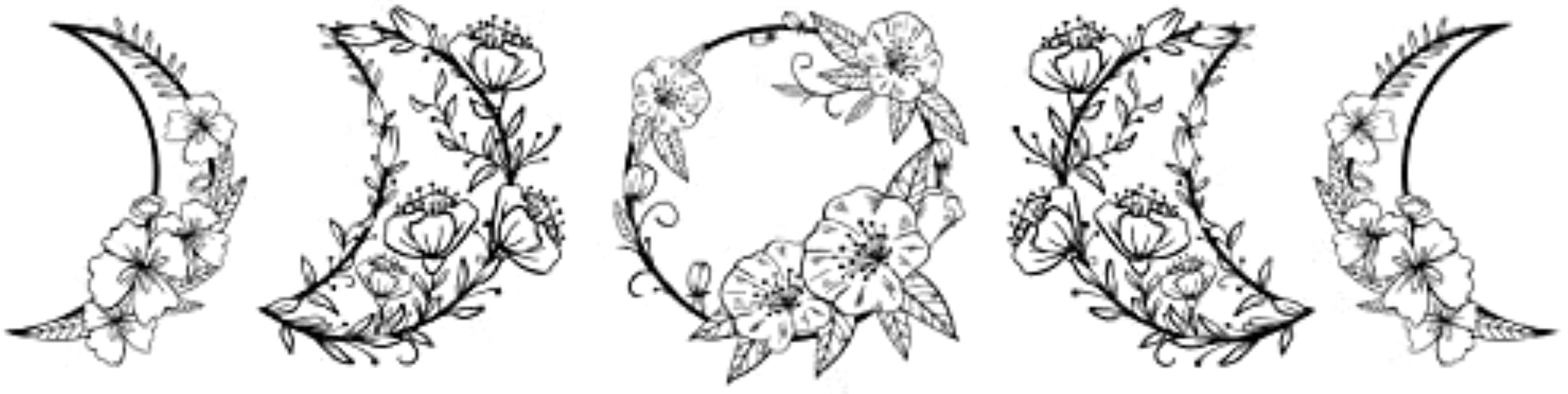 1pc Moon Phase Wall Decals Flower Vine Wall Stickers Corn Poppy Moon ...
