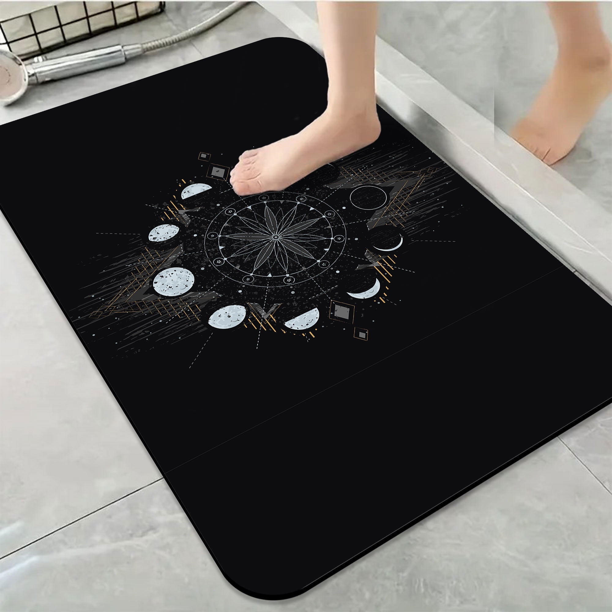 1pc Moon Phases and Geometric Bathroom Rug Bathroom Decor and ...