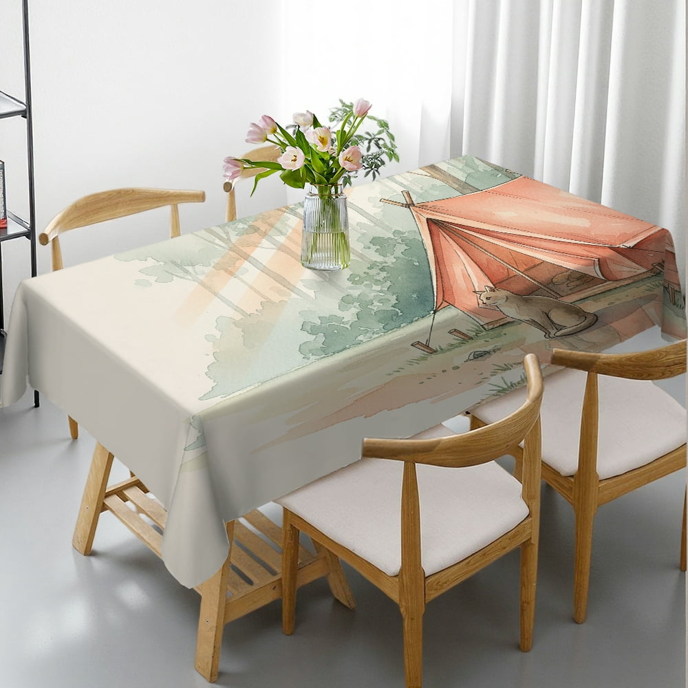 1pc Morning Mist Camp Print Tablecloths for dining table, Festive Table ...