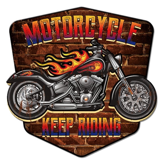 1pc "Motorcycle Keep Riding" Vintage Metal Fire Motorcycle Tin Sign ...