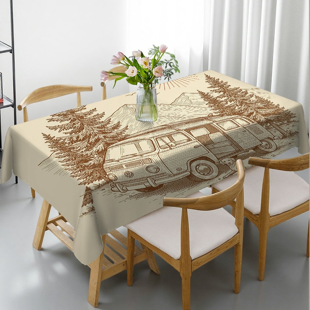 1pc Mountain Camping Sketch Print Tablecloths for dining table, Holiday ...