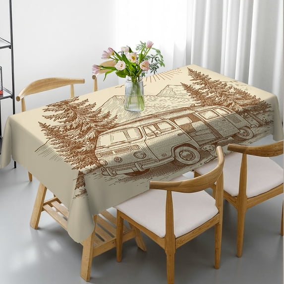 1pc Mountain Camping Sketch Print Tablecloths for dining table, Holiday ...