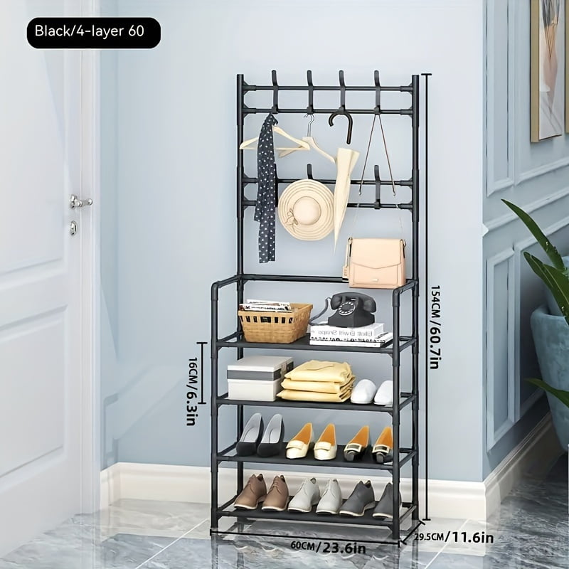 1pc Multi-Functional Entrance Coat Rack with 8 Double Hooks and 5 ...