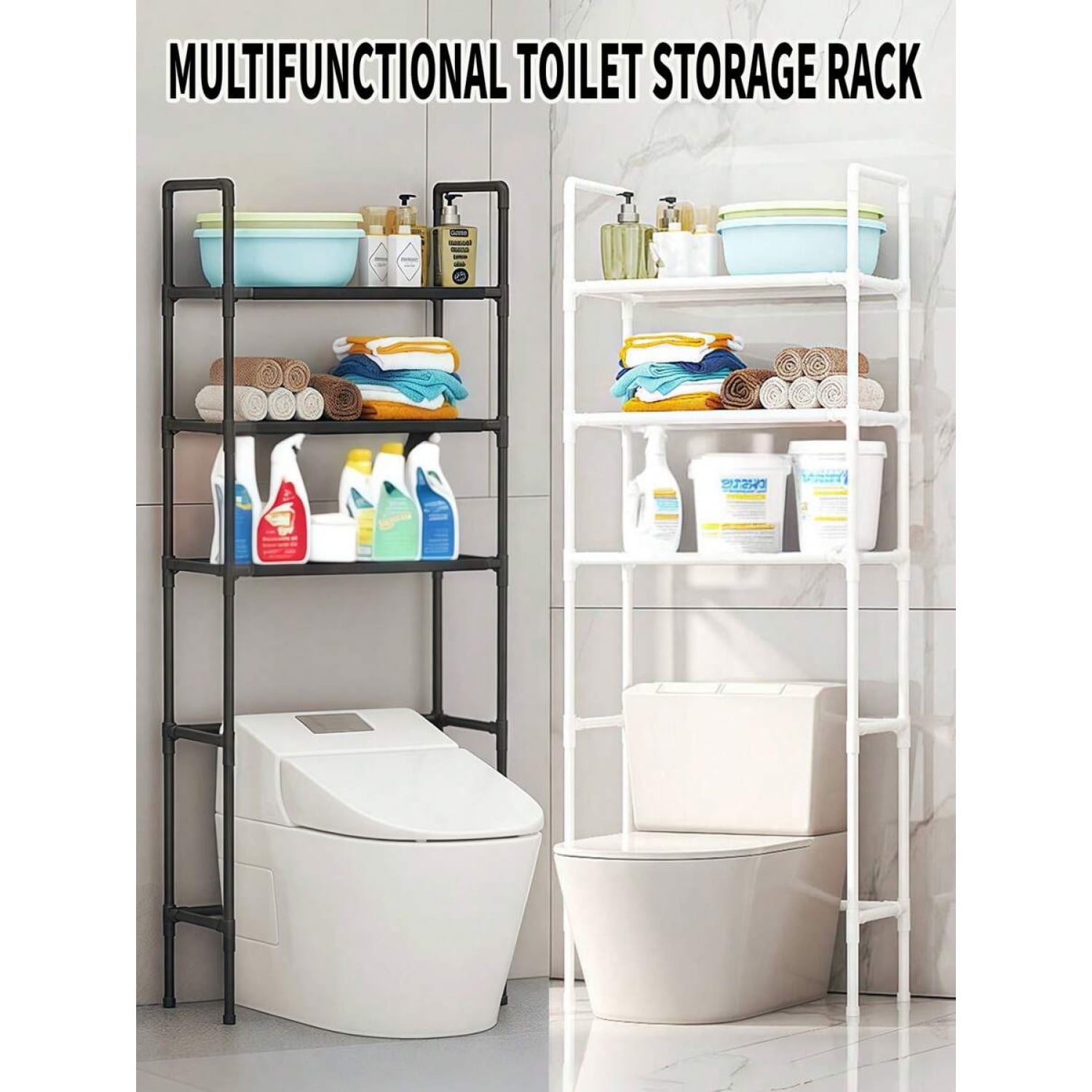 1pc Multi-Functional Thick Steel Pipe Bathroom Toilet Storage Rack ...