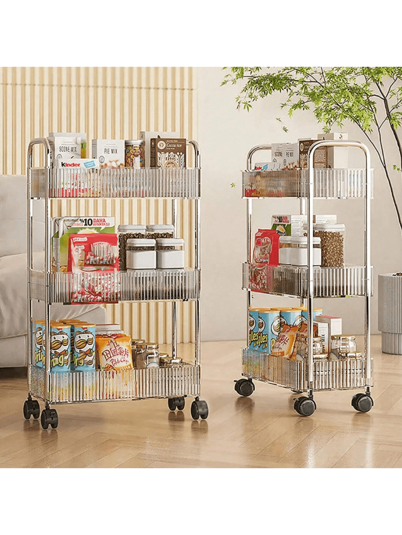 1pc Multi-Layer Storage Rack, Acrylic Removable Floor-Standing Cart ...