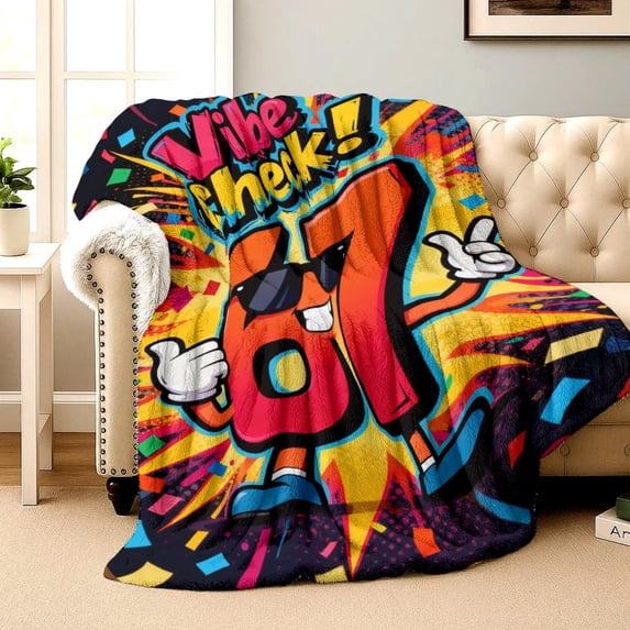 1pc Multiple Sizes Flannel Funny Expression 2D Printed Throw Blanket ...