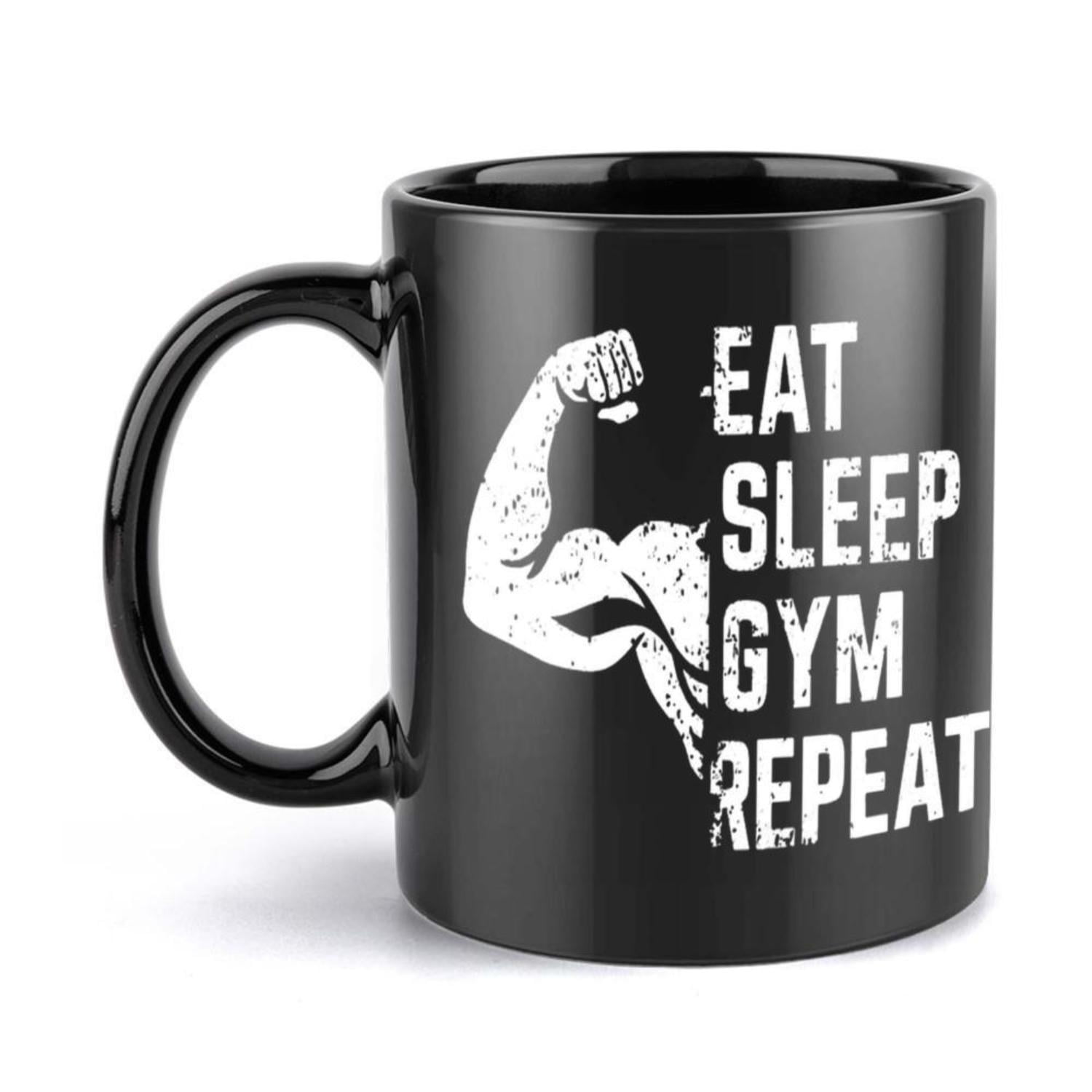 1pc Muscle Arm Design Coffee Mug 11oz Ceramic Cup Black with White Text ...