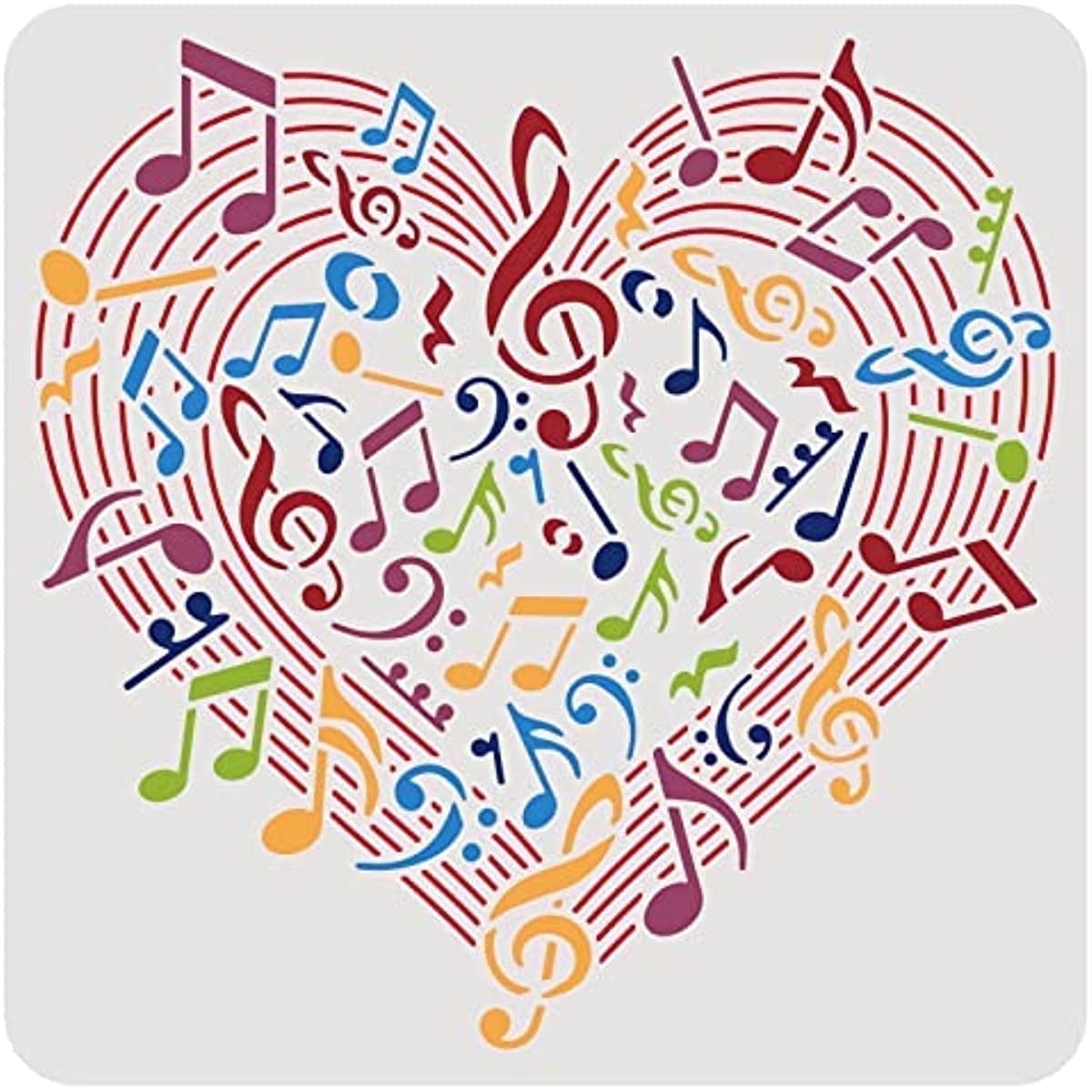 1pc Music Note Plastic Stencil Heart Shape Templates Drawing Painting ...