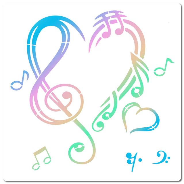 1pc Music Note Stencil Heart Templates Plastic Drawing Painting ...