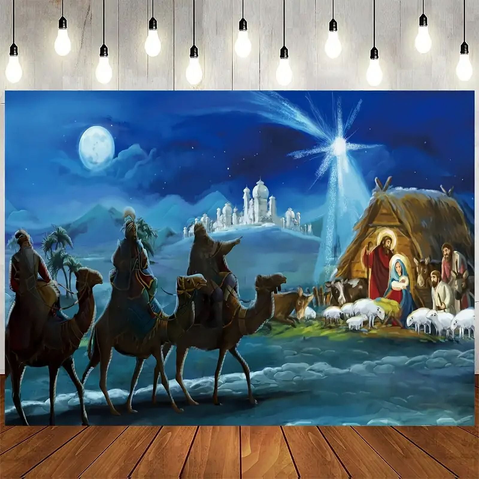 1pc, Nativity Scene Backdrop Decoration, Vinyl Christmas Night ...
