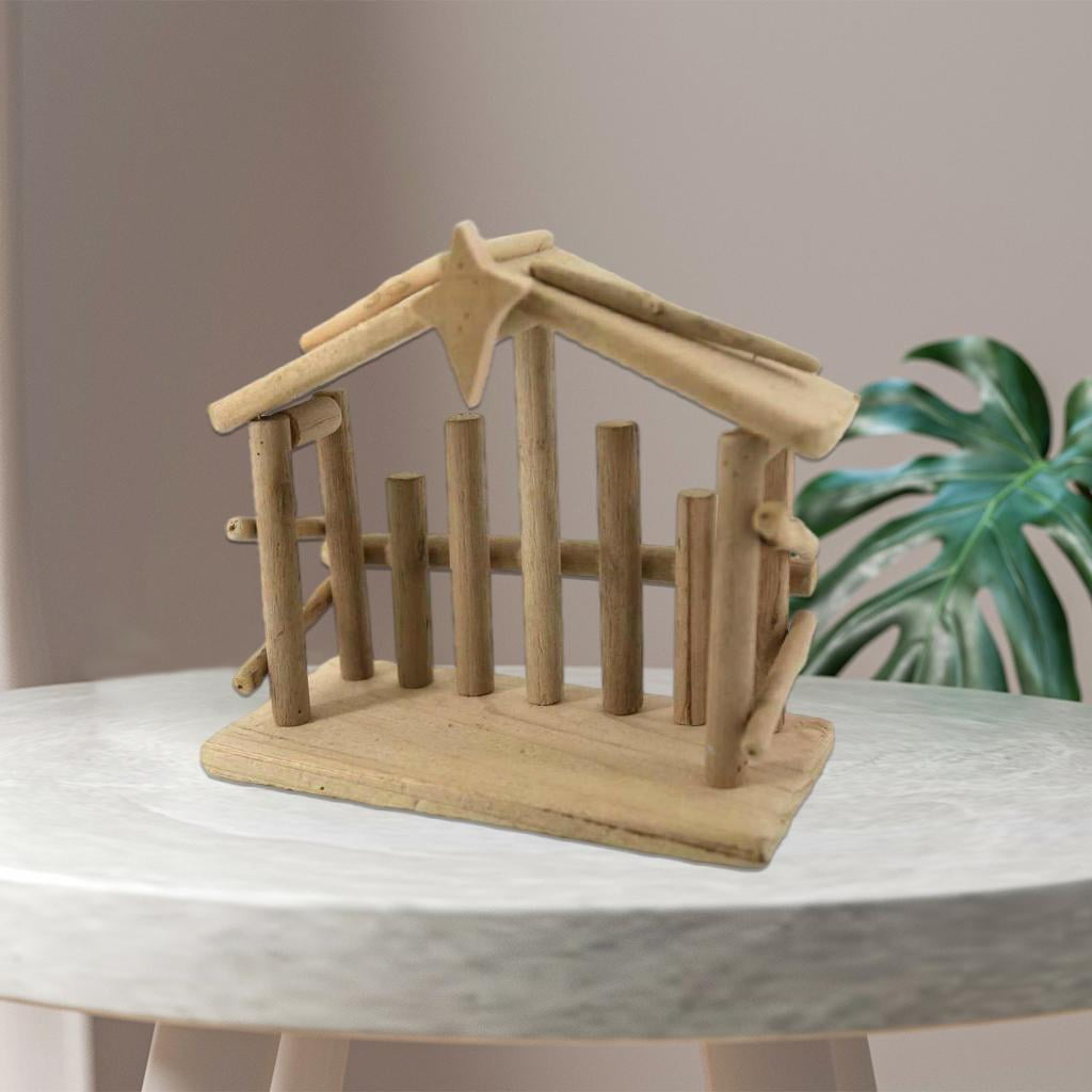 1pc Nativity Scene Figurines Manger Miniatures Photo Props wide cabin ...