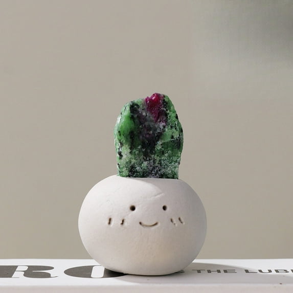 1pc Natural Crystal "Dou Ding" Rough Stone Set | 【Clay Base】 Epidote ...