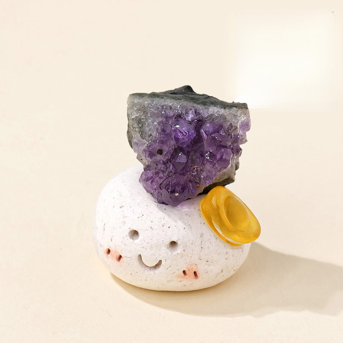 1pc Natural Crystal "Dou Ding" Rough Stone Set | 【Clay Base (Ingot ...