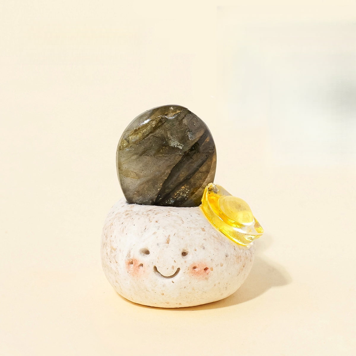 1pc Natural Crystal "Dou Ding" Rough Stone Set | 【Clay Base (Ingot ...