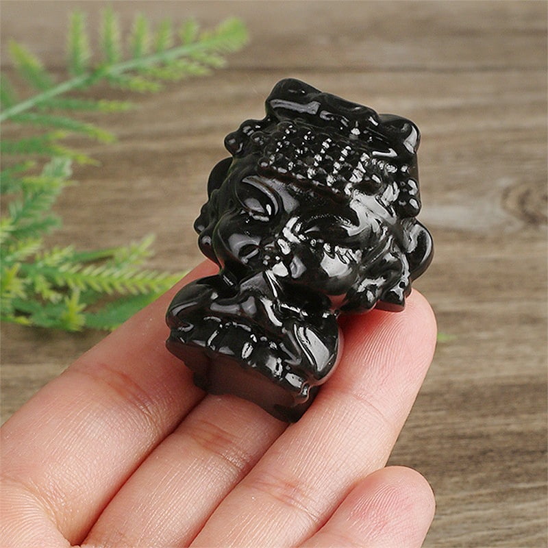 1pc Natural Obsidian Carved Healing Figurines Reiki Energy Stone ...