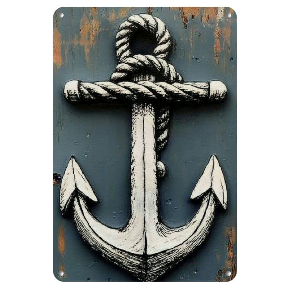 1pc Nautical Anchor Family Sign, Vintage Iron Wall Art, Retro Tin Poster for Home, Cafe, Beach ...