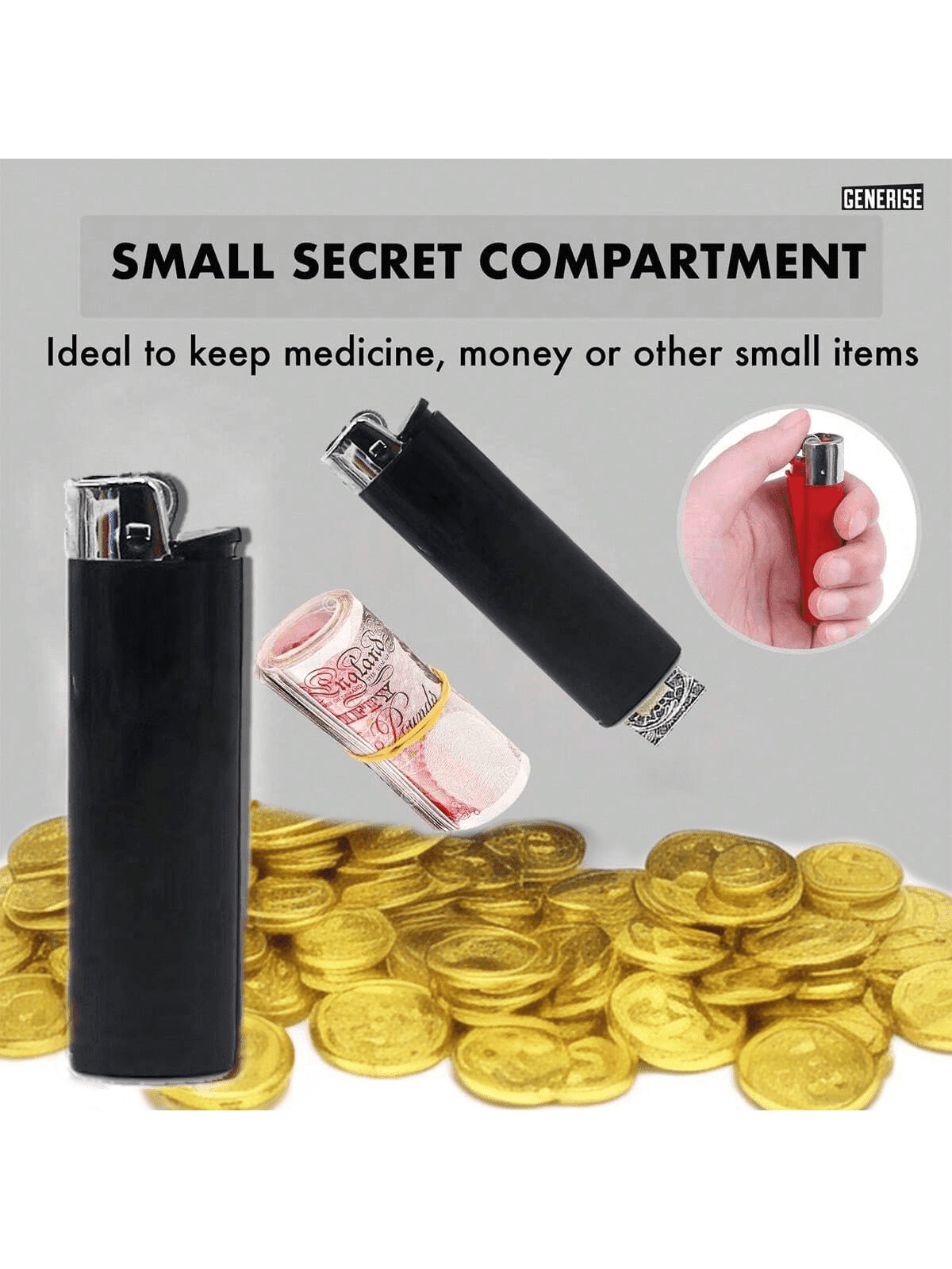 1pc New Lighter Shape Hidden Storage Box, For Outdoor Party, Small Item ...