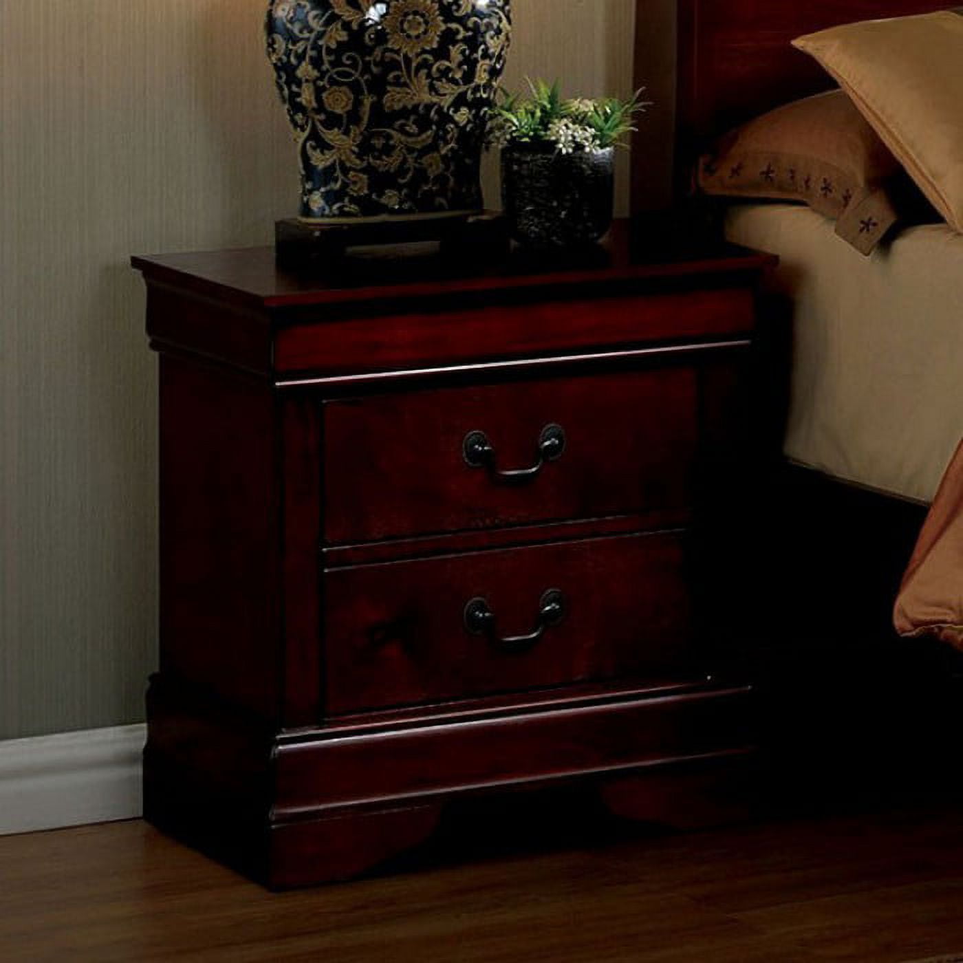 1pc Nightstand Cherry Finish Louis Philippe Solid wood English Dovetail ...