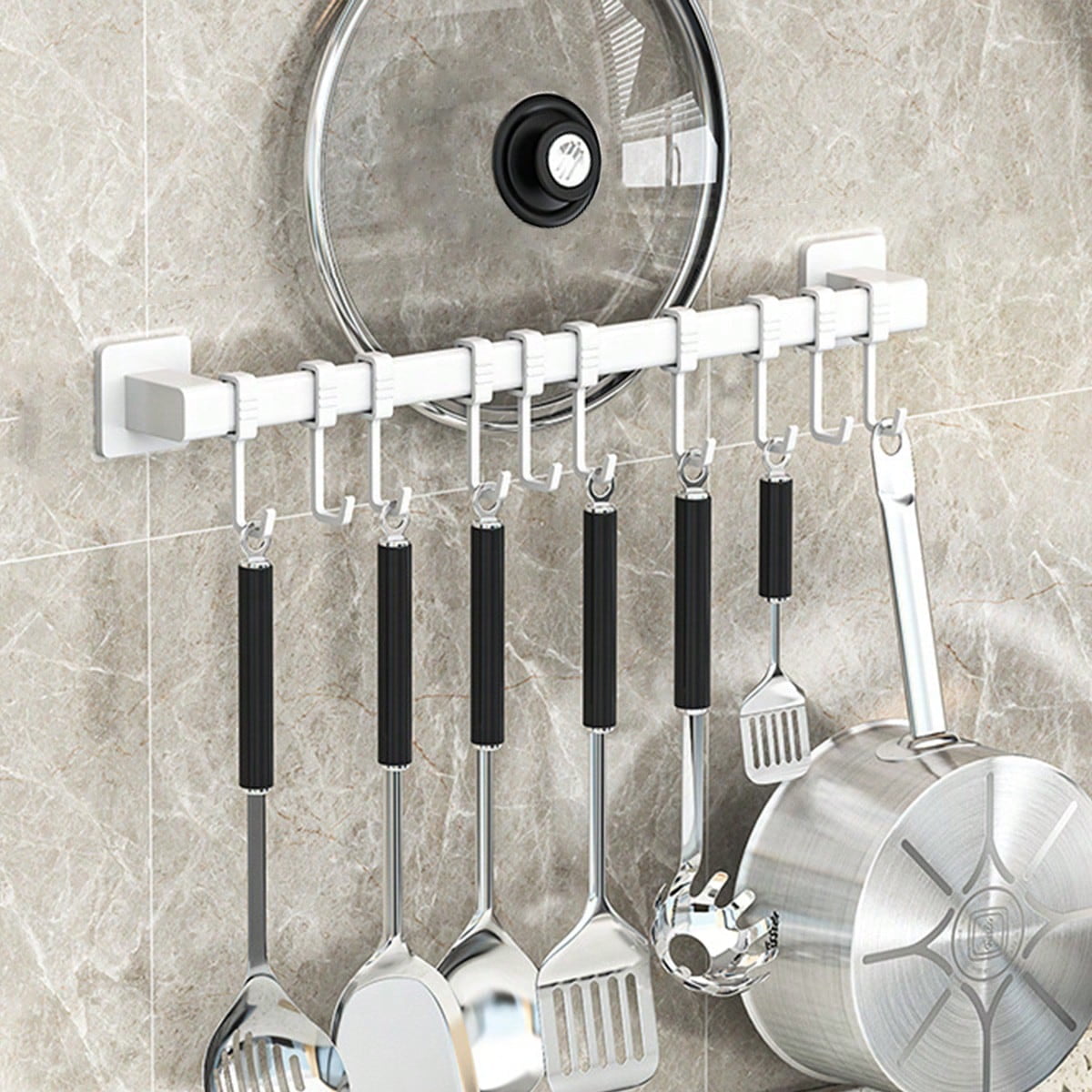 1pc No-Drill Fashion Wall-Mount Kitchen Utensil Organizer Rack With ...