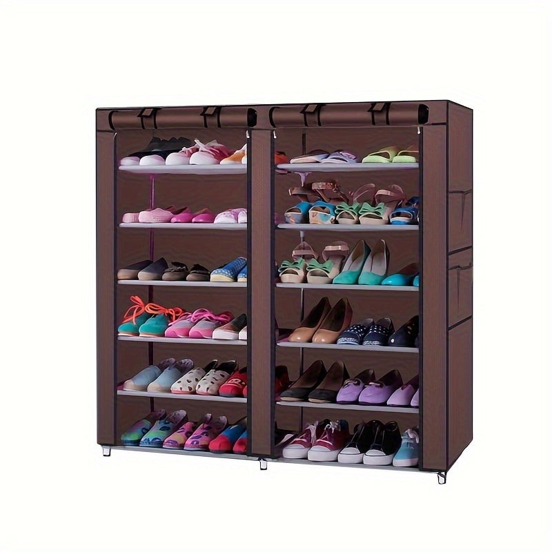 1pc Non-woven Fabric Shoe Rack, 6 Tier 2-Line 12 Lattices Shoe Rack ...
