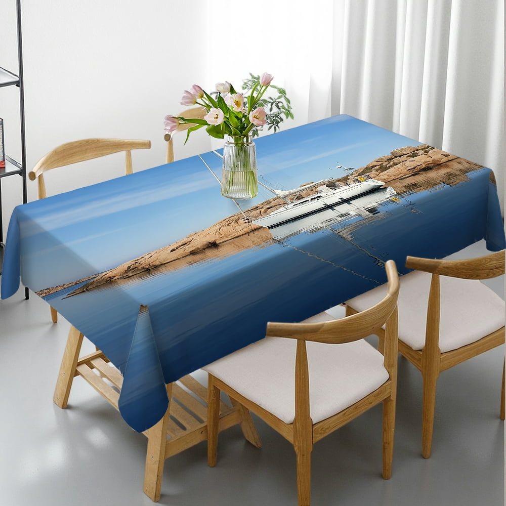 1pc Nordic Coastal Minimalist Print Rectangular Tablecloth, Holiday ...