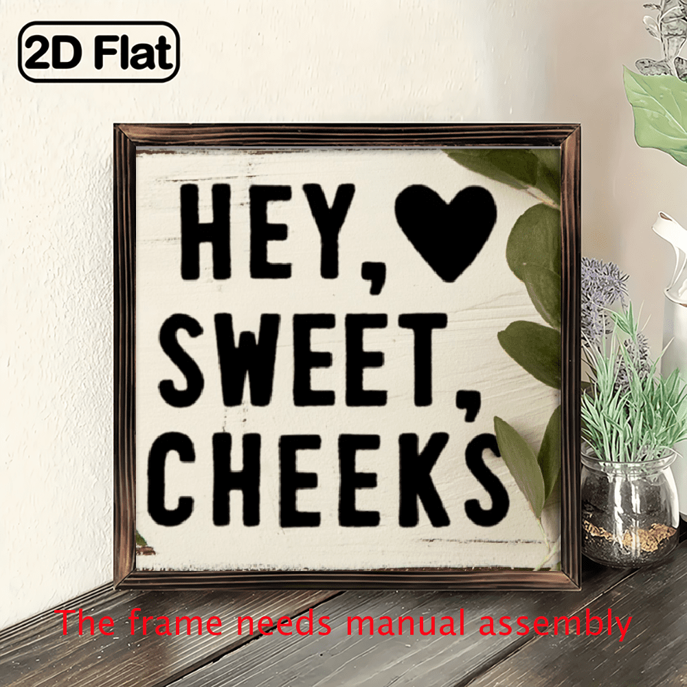 1pc, Oh Hey Sweet Cheeks Wood Framed Sign Bathroom Decor Signs Bathroom ...