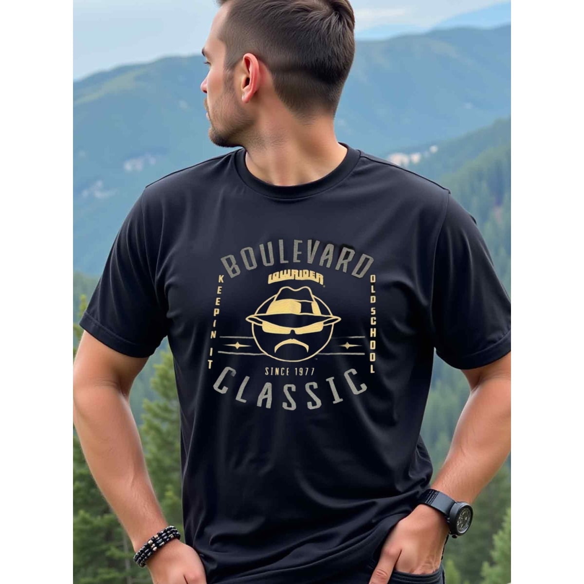 1pc Old School Graphic T-Shirt, 100% Cotton, Crew Neck, Short Sleeve, Regular Fit, Casual Wear ...