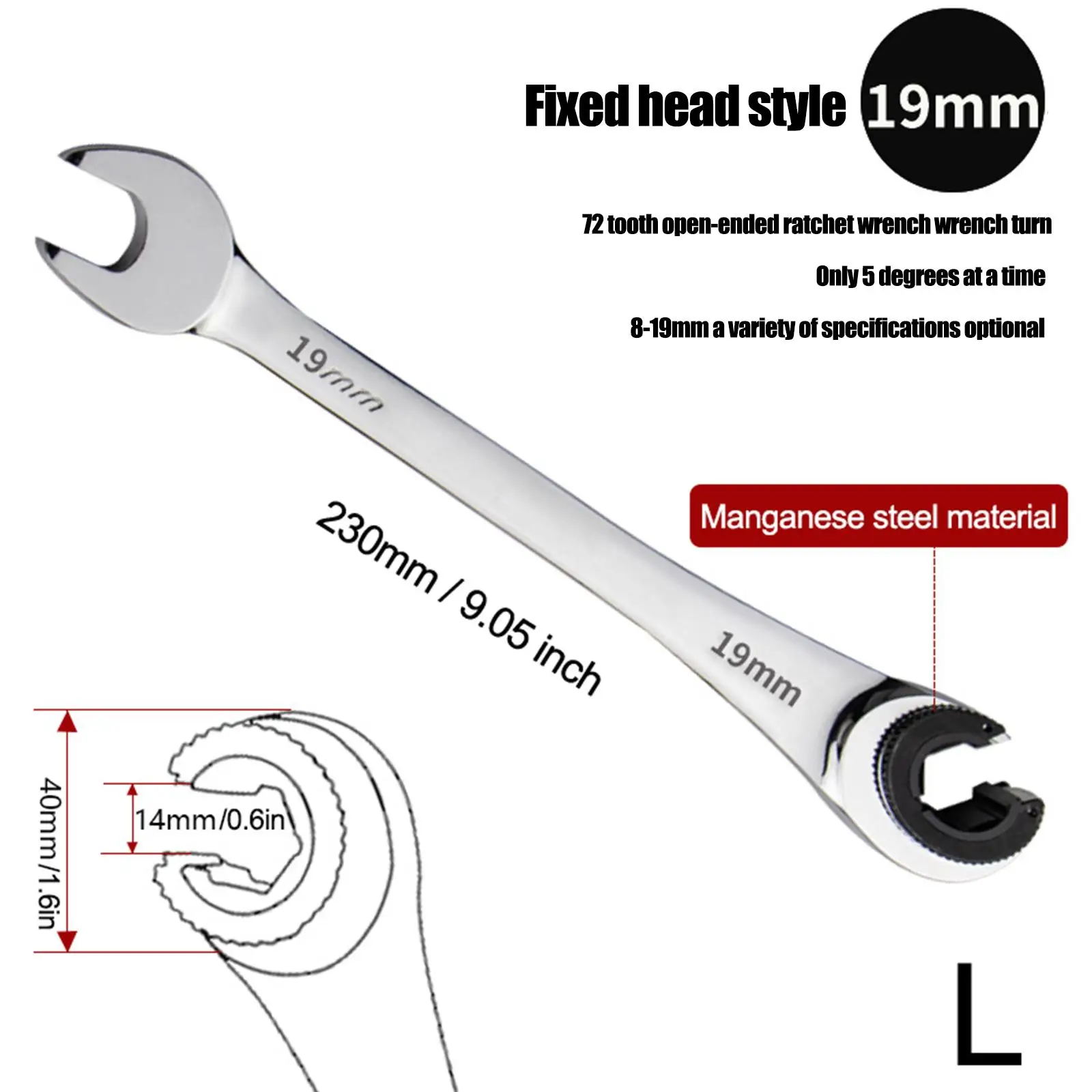 1pc Open Ratcheting Combination Wrench Set Metric Ratchet Dual-purpose Wrenches CrV Gear Spanner ...