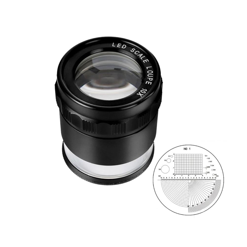 1pc Optical Glass Magnifier LED Lighted Jewelers loupe with Measure ...