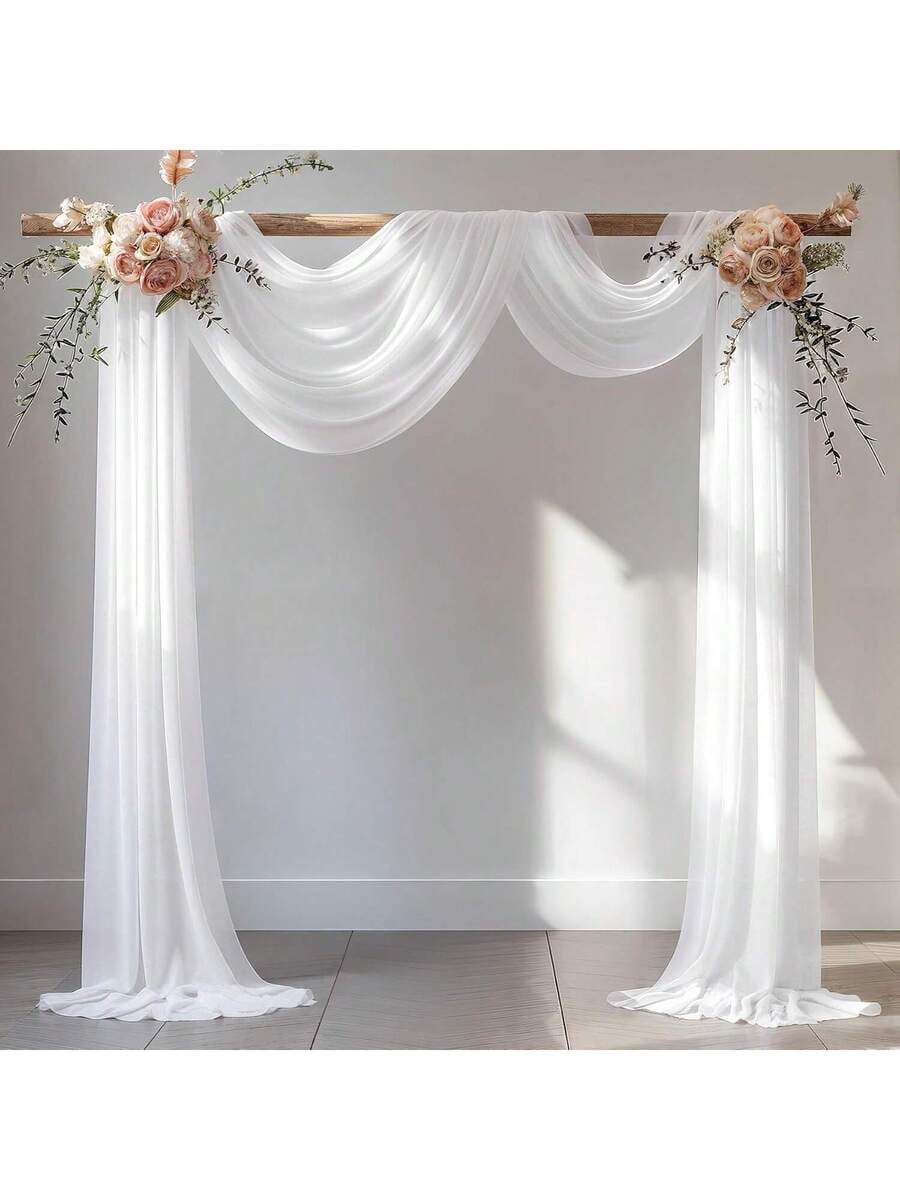 1pc Original White Sheer Wedding Arch Backdrop For Indoor And Outdoor ...