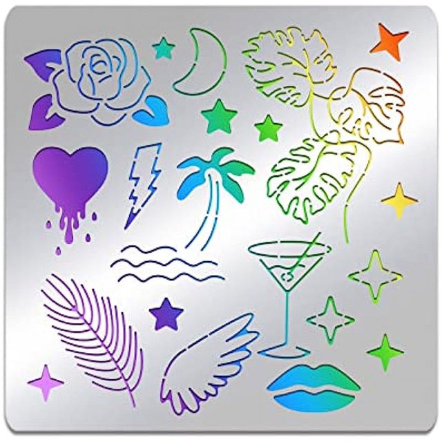 1pc Outdoor Beach Neon Stencils Wing Rose Star Stainless Steel Painting ...