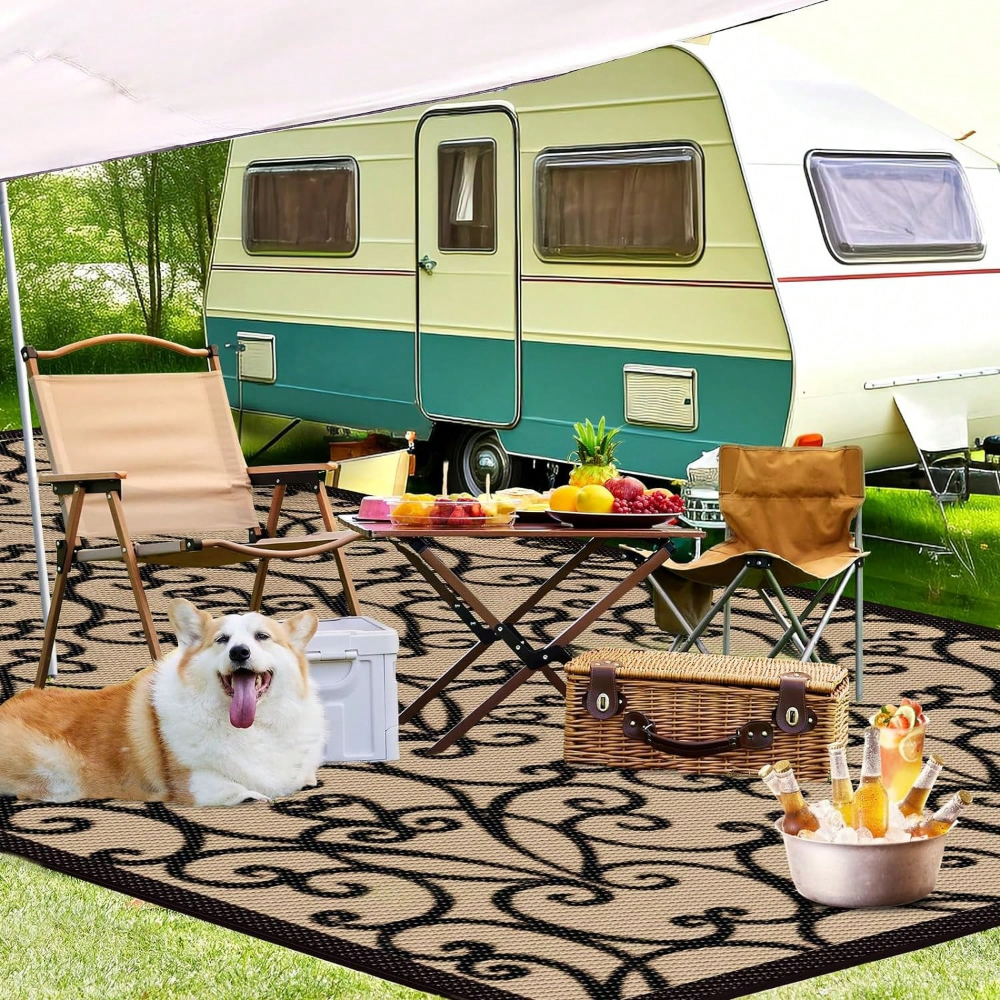 1pc,Outdoor Rug Vintage Vine Texture Weave For Patio, Foldable ...