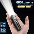 1pc P50 LED USB C Rechargeable Mini Flashlight, 800lm Powerful Zoomable ...