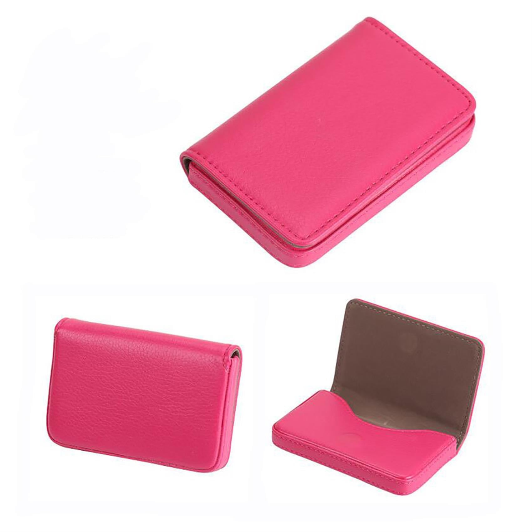 1pc PU Leather Business Card Holder With Magnetic Buckle Slim Pocket ...
