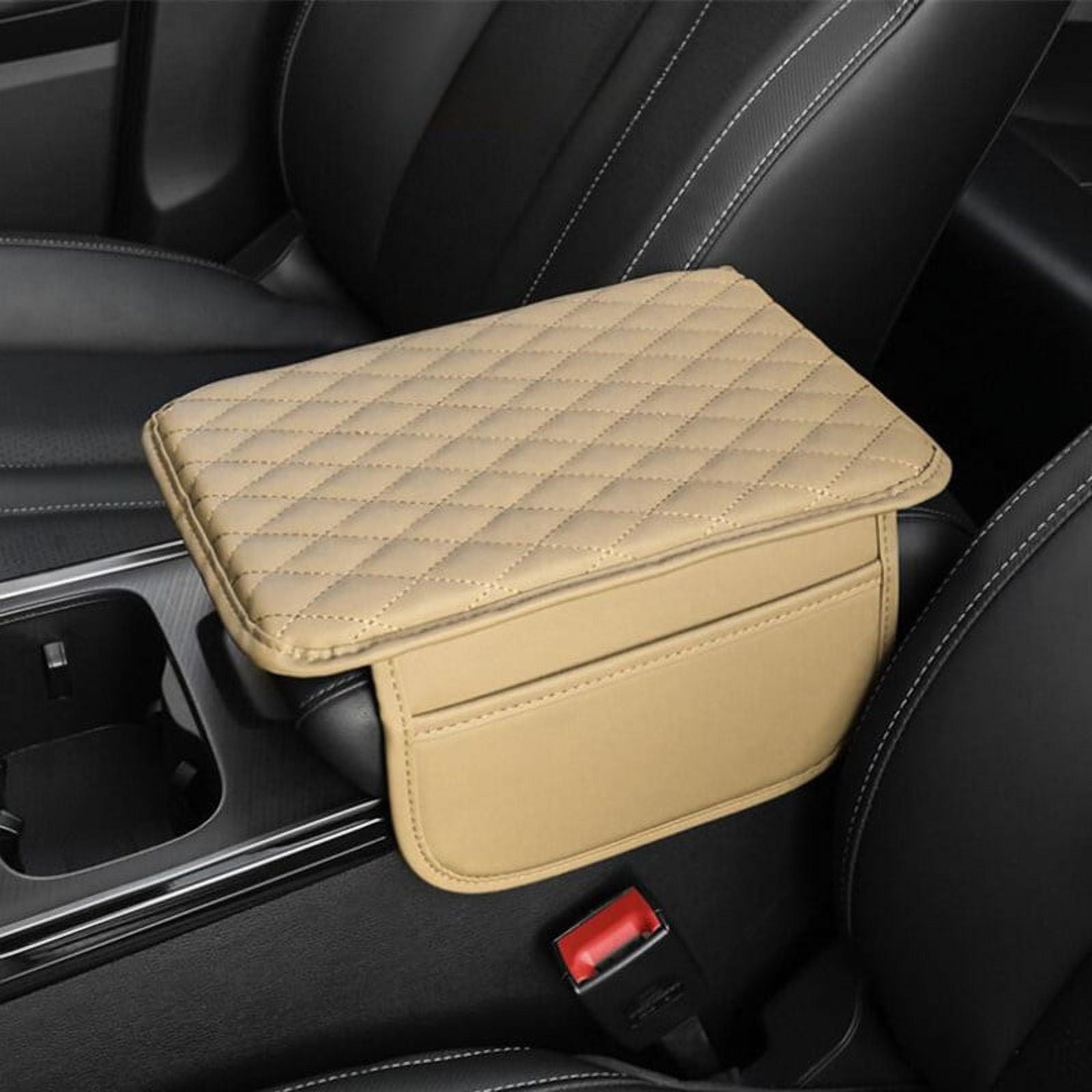 1pc PU Leather Car Armrest Box Heightening Pad With Side Storage Bag ...