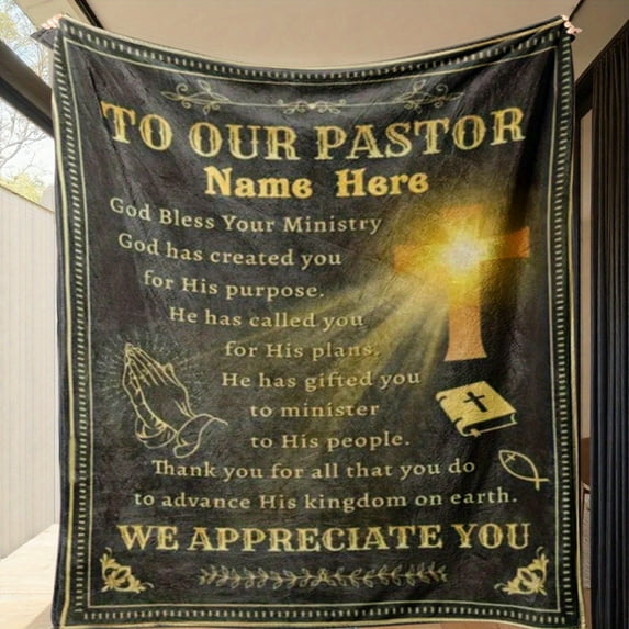 1pc Pastor Appreciation Fleece Blanket - Large Soft Flannel Throw with ...
