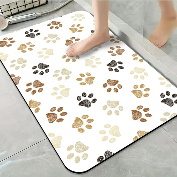 1pc Paw Print Bathroom Rug Bathroom Decor and Accessories- Durable,Anti ...