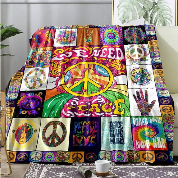 1pc Peace Blanket - All-Season Soft Warm Lightweight Throw with Vibrant ...