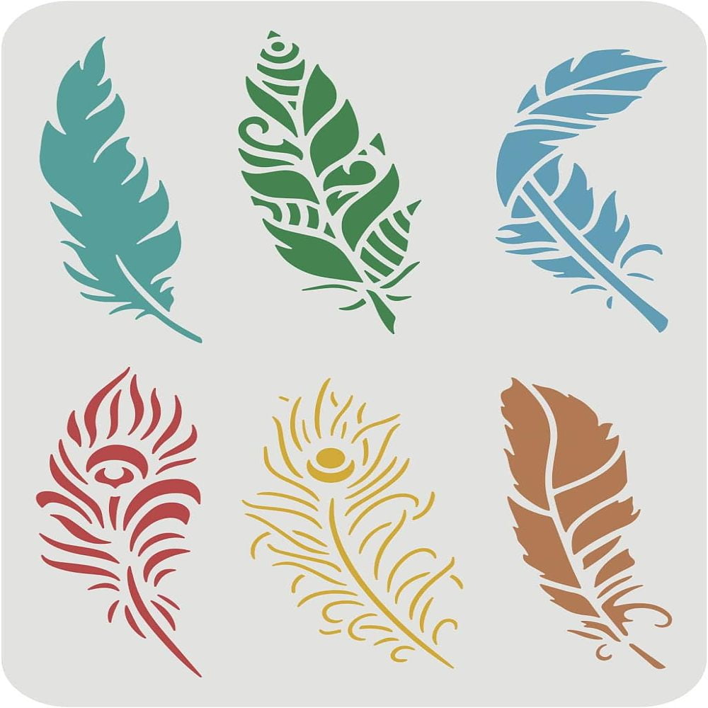 1pc Peacock Feather Stencil 29.7x21cm Reusable Beautiful Feathers ...