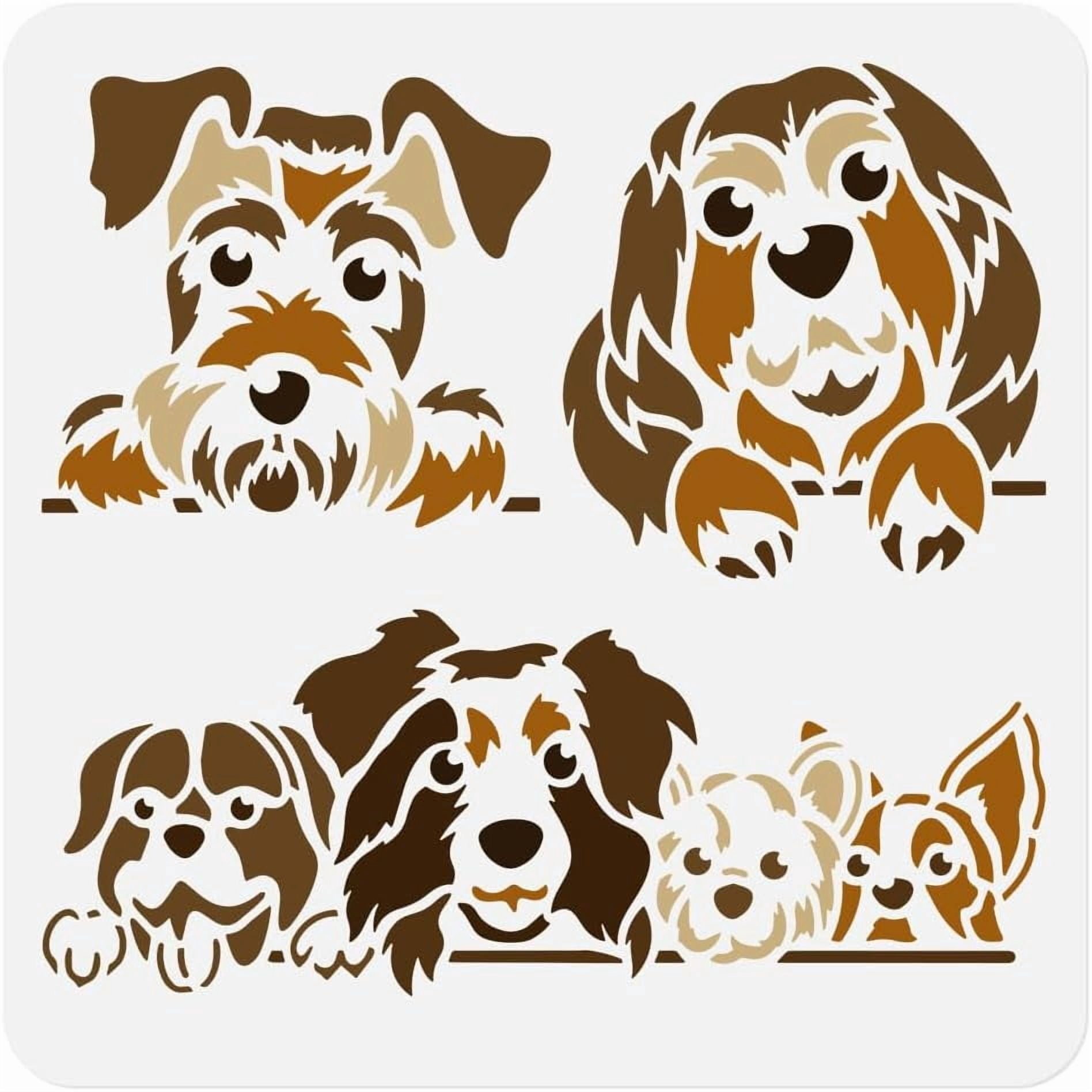 1pc Peeking Dog Heads Wall Stencil for Painting 11.8”x11.8” Puppy Pet ...