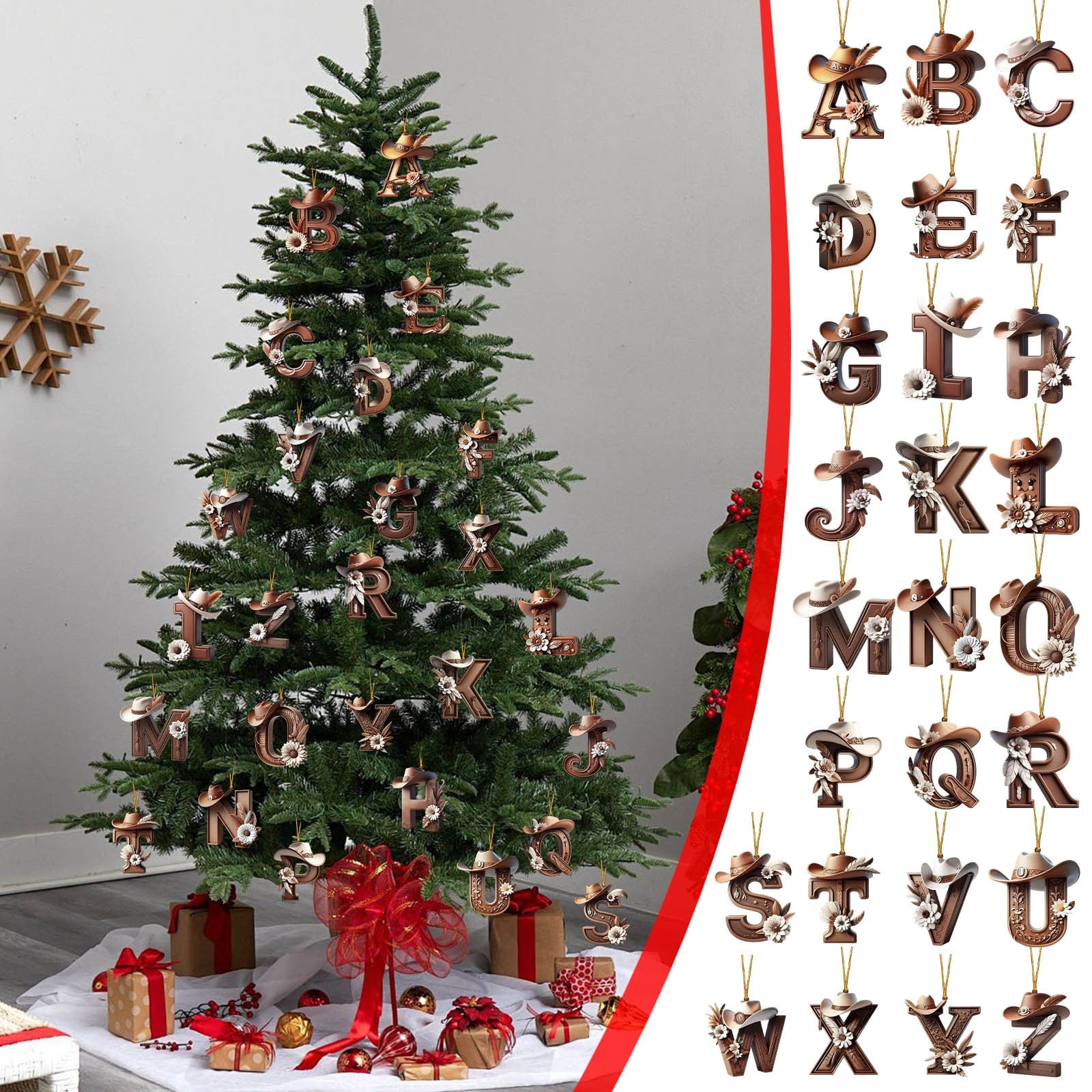 1pc Personalized Acrylic Letter Christmas Ornaments, a 26-alphabet ...