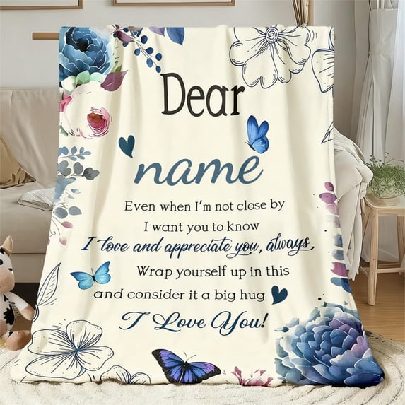 1pc Personalized Name & Text/Photo Blanket - Flannel Throw with Your ...